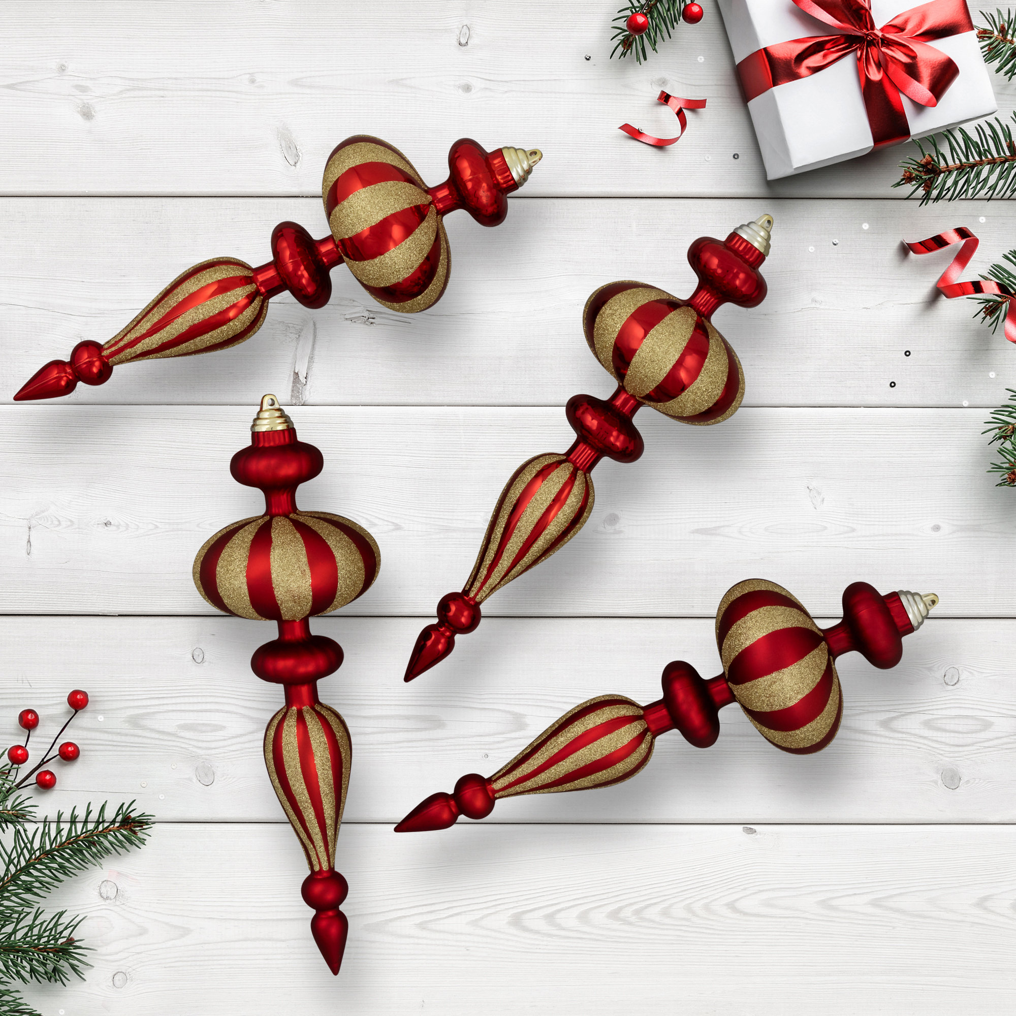 Northlight Seasonal Commercial Size Shatterproof Finial Christmas ...