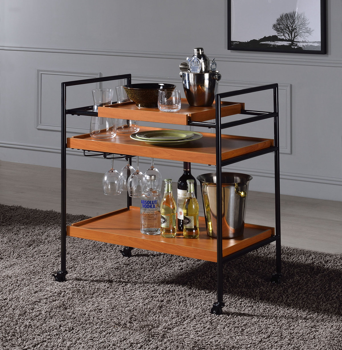 Latitude Run® Freestanding Buffet Table Kitchen Cart | Wayfair