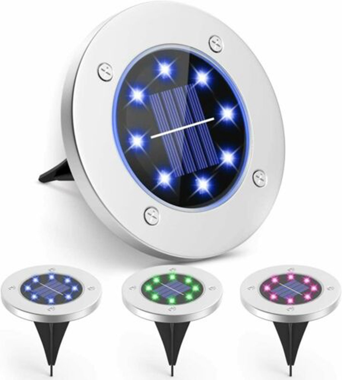 CELLPAK 4PCS Stainless Steel Solar Ground Lights Garden Lights For ...