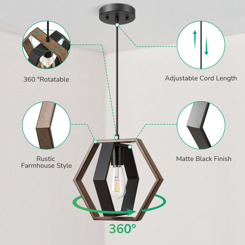 George Oliver Estyn 1 - Light Brown/ Black Pendant & Reviews | Wayfair