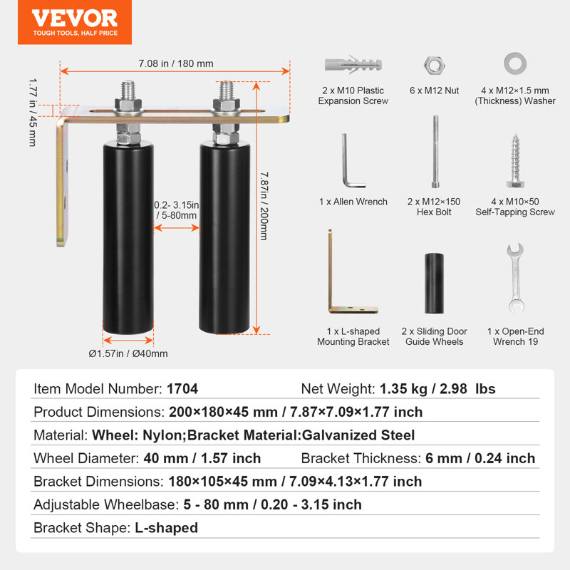 VEVOR Sliding Gate Kit 6” Rolling Hardware with L-Bracket | Wayfair