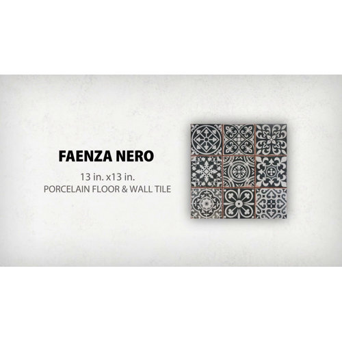 Merola Tile Faenza 13" x 13" Ceramic Patterned Wall & Floor Tile ...