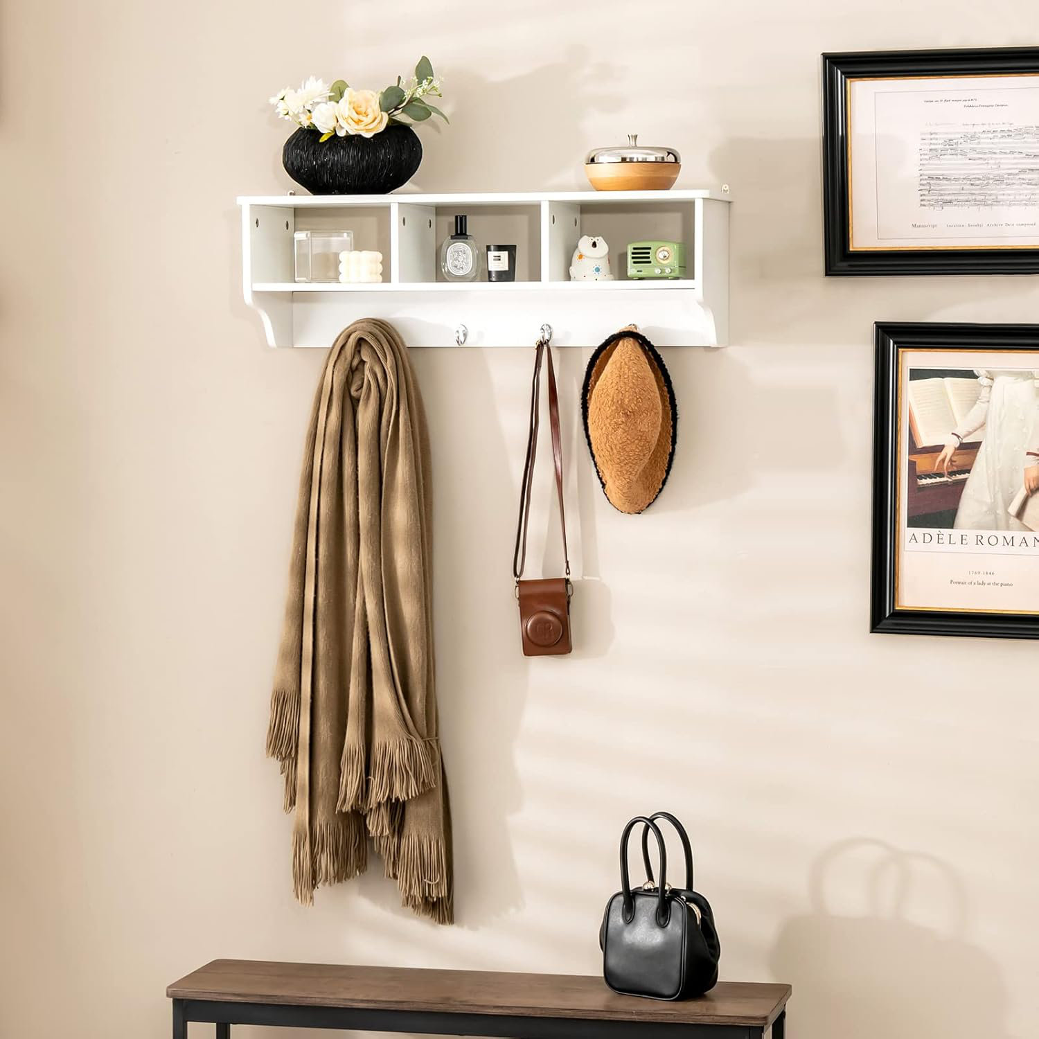 MCKINNON HOME FURNISHINGS, INC. Hanging Shelf With Hooks Wall Mount ...