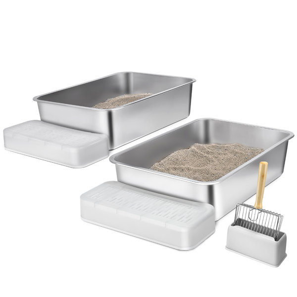 Wrought Studio™ 6 in Deep Cat Litter Box Odor-Free Litter Box with ...