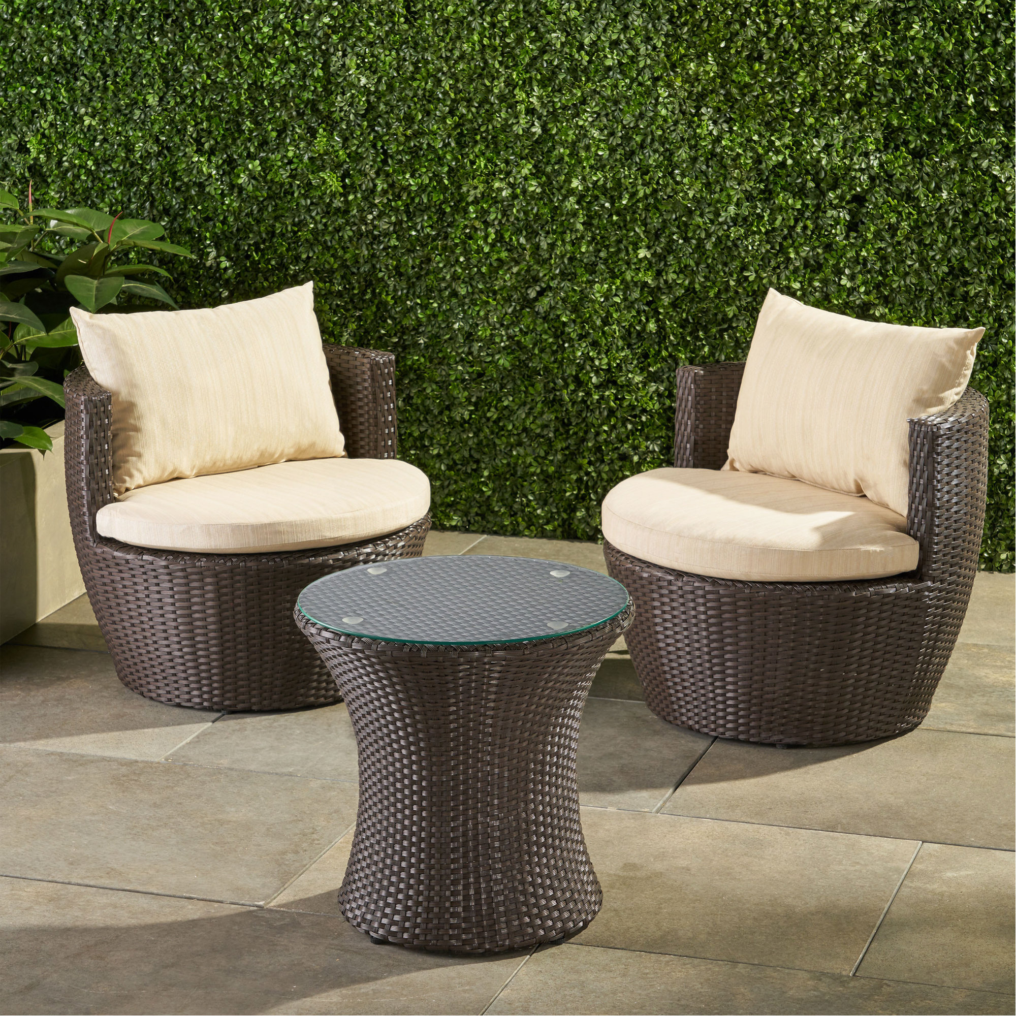 Hokku Designs Comfortable 3-Piece Outdoor Chat Set For Relaxing And ...