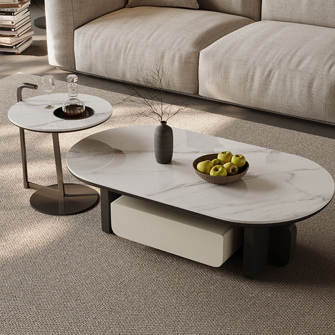 Aurora Craft Rock slab oval coffee table living room - Wayfair Canada