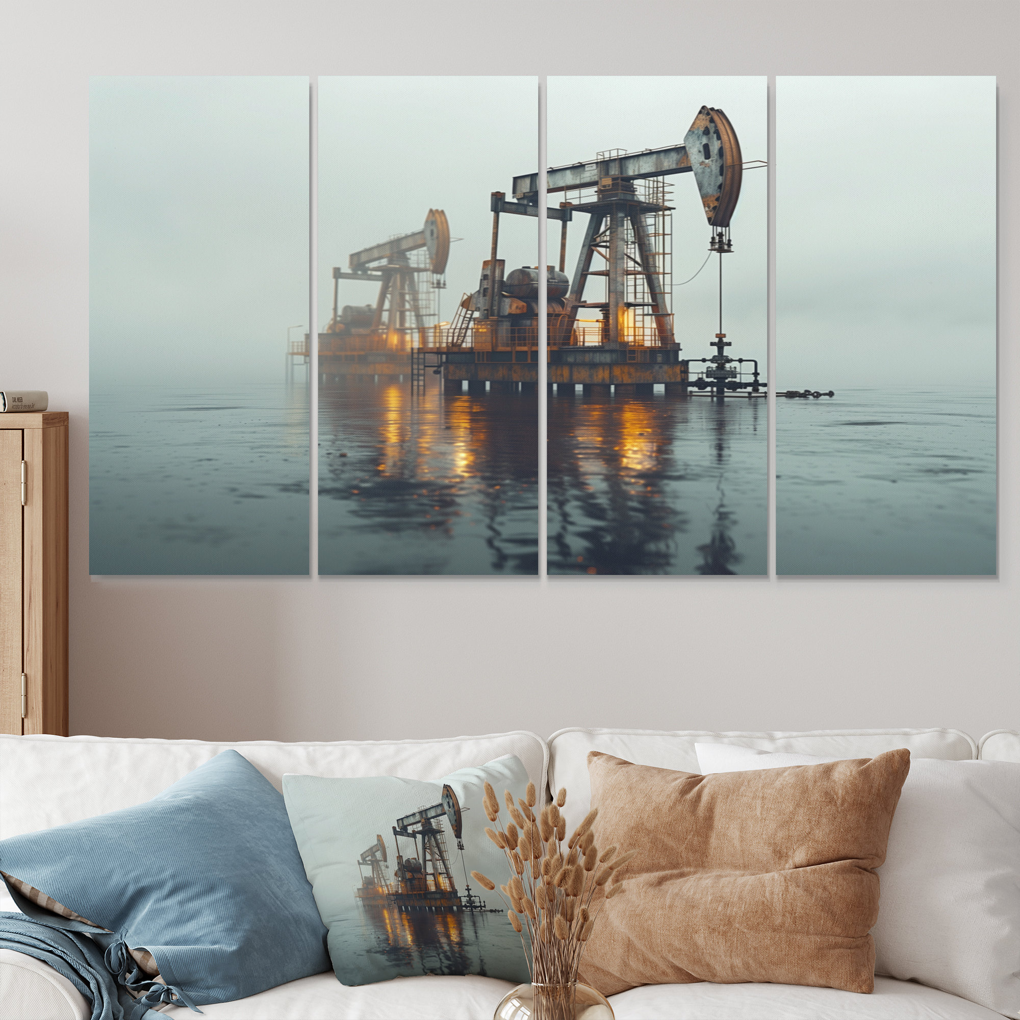 Lark Manor™ Grey Yellow Winter Fueling Futures Oil Rig - Oil Rigs ...