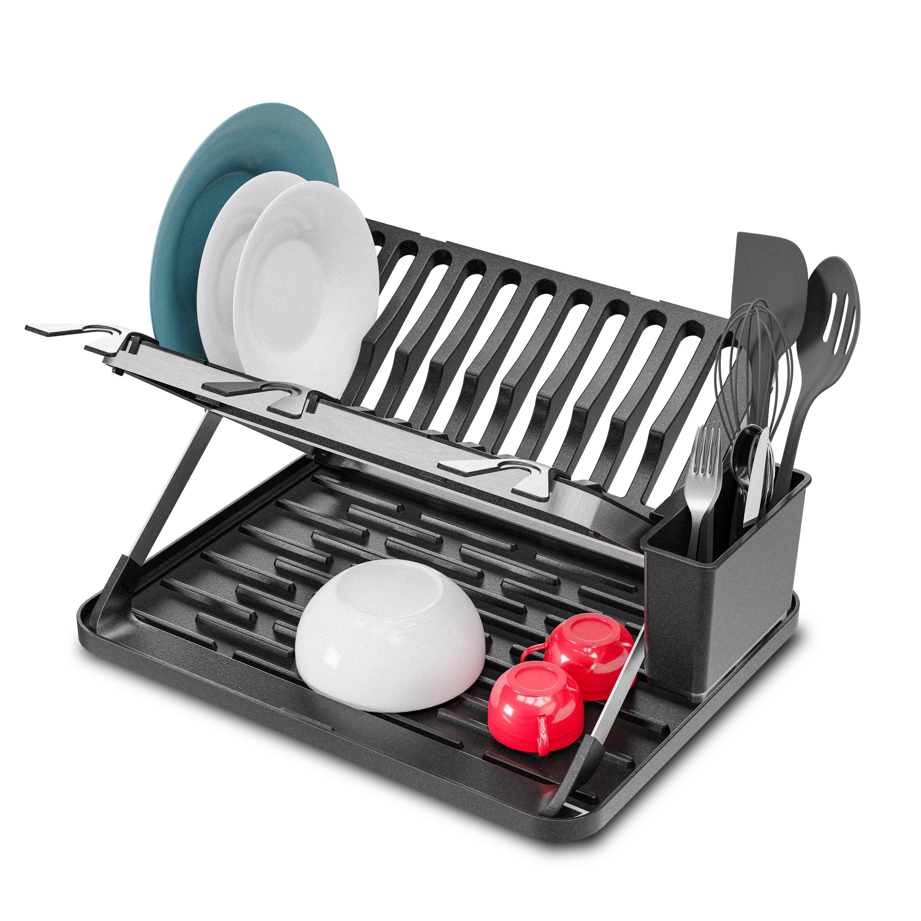 Home Zone Living Foldable X-Frame Dish Drying Rack with Drip Tray and ...