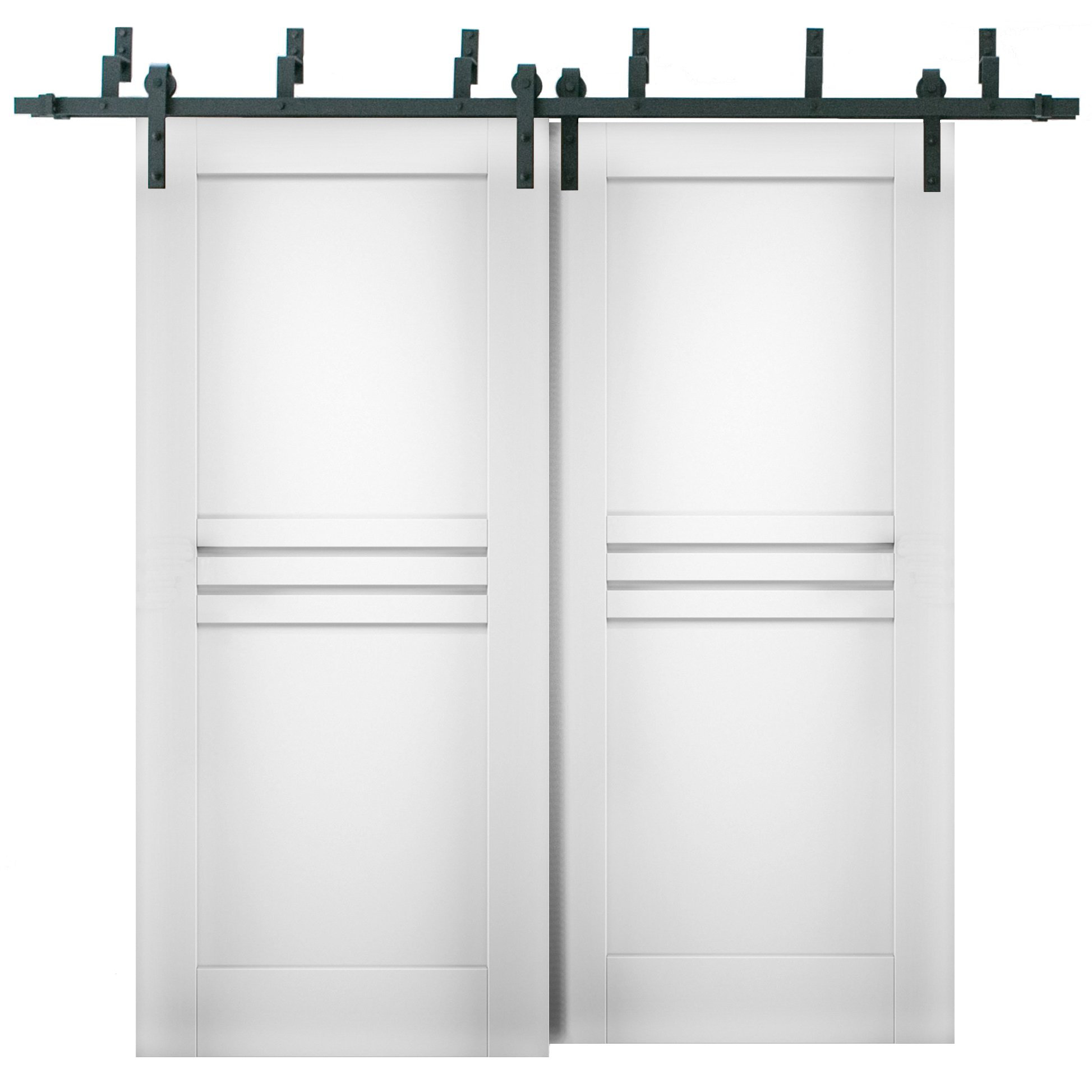 VDomDoors Mela Paneled Manufactured Wood Bypass Barn White Doors | Wayfair