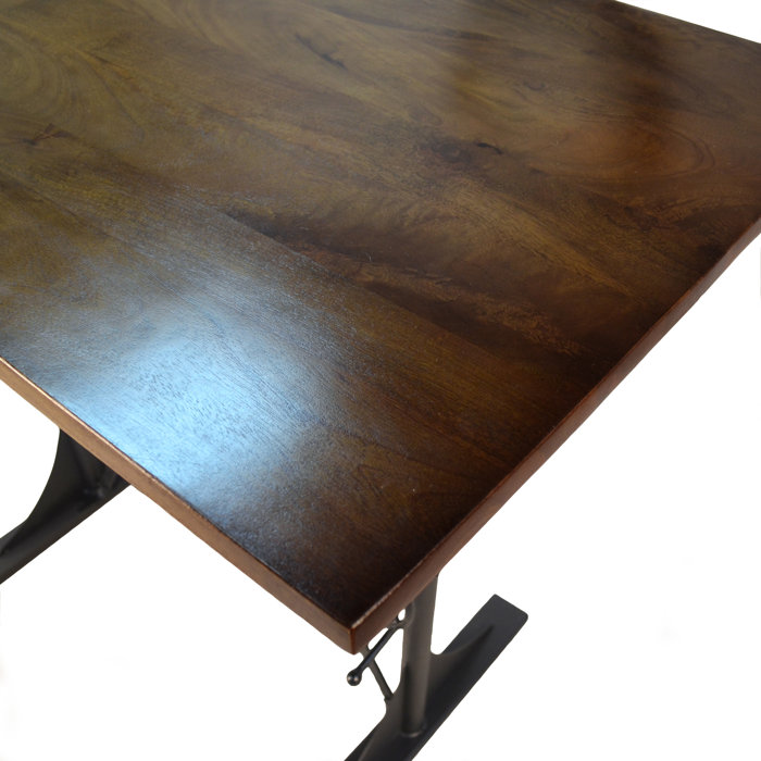 Williston Forge Ferryhill Solid Wood Top Metal Base Dining Table ...