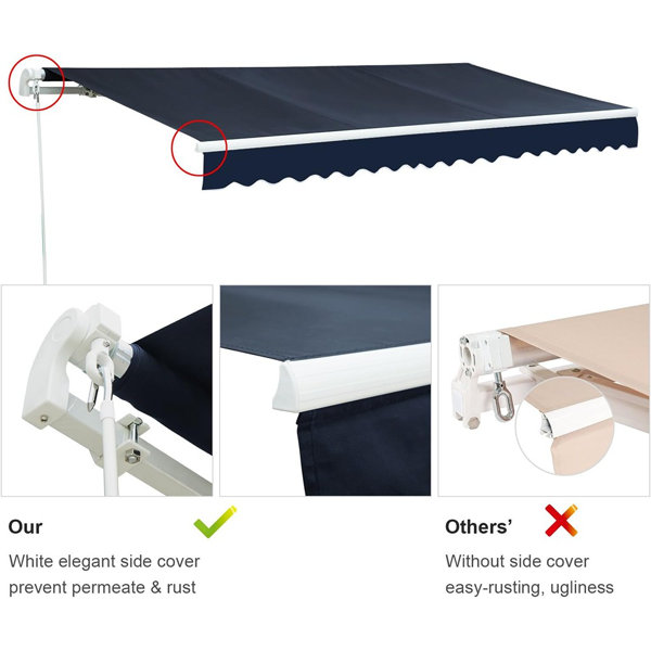MAXAYA 12'X8' Patio Awning Retractable Fully Assembled, Manua... | Wayfair