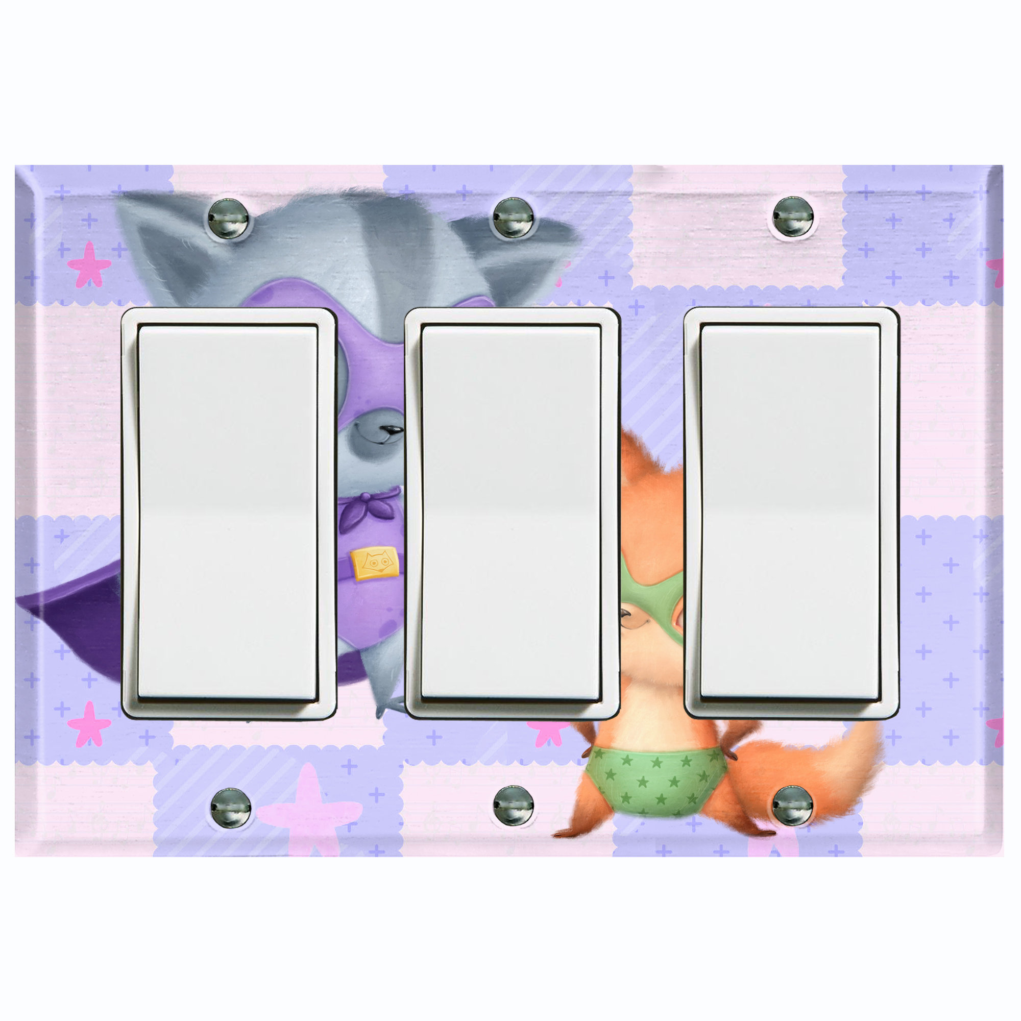 WorldAcc Cute Nursery Super Hero Fox 3-Gang Toggle Light Switch Wall ...