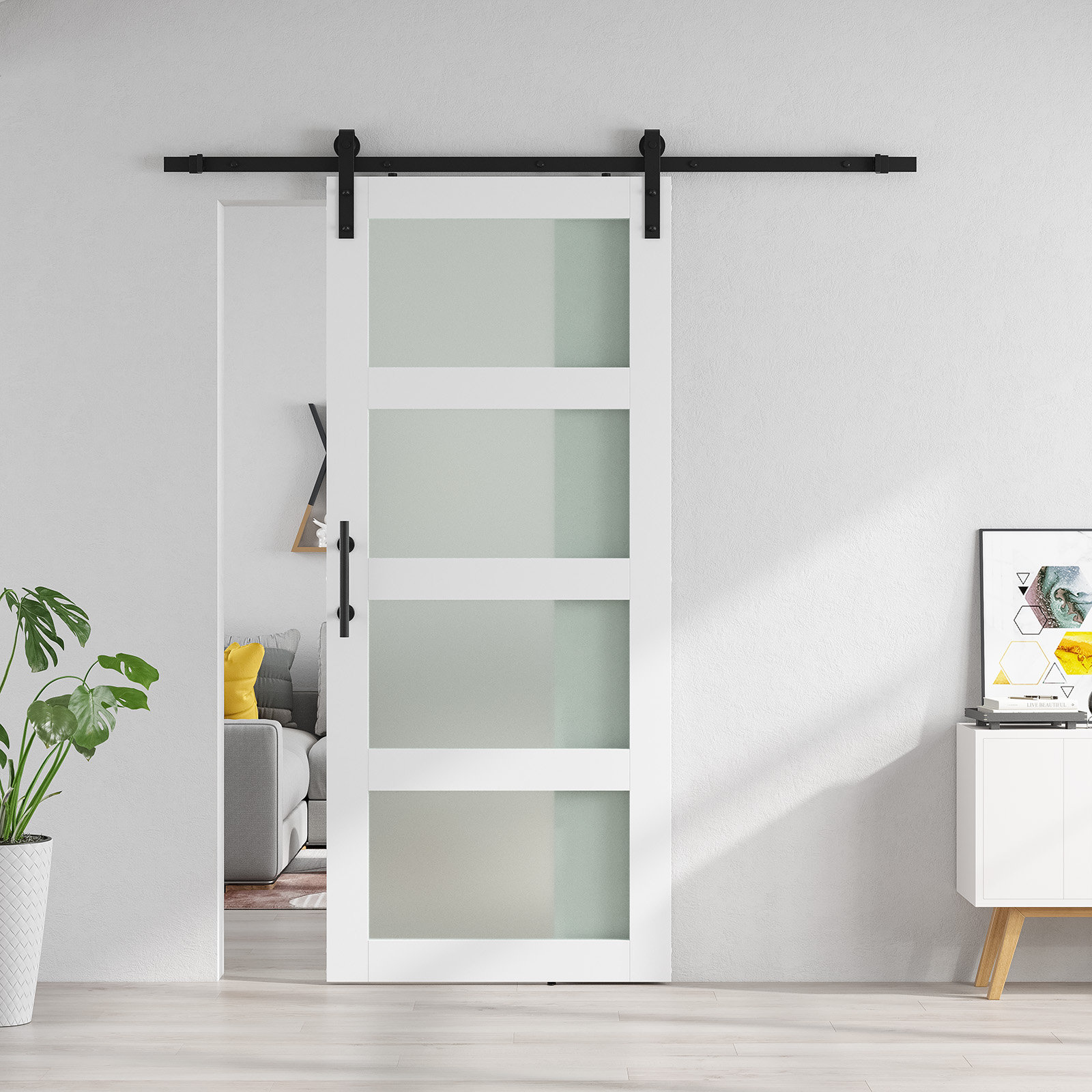 LDB_BUILDING Glass and Manufactured Wood Prefinished Barn Door with ...