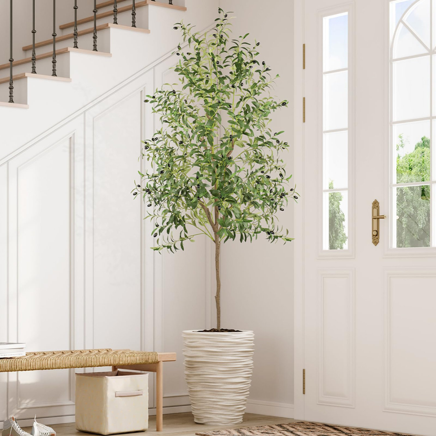 Bayou Breeze Artificial Olive Tree 7FT Tall Faux Silk Plant,Indoor ...