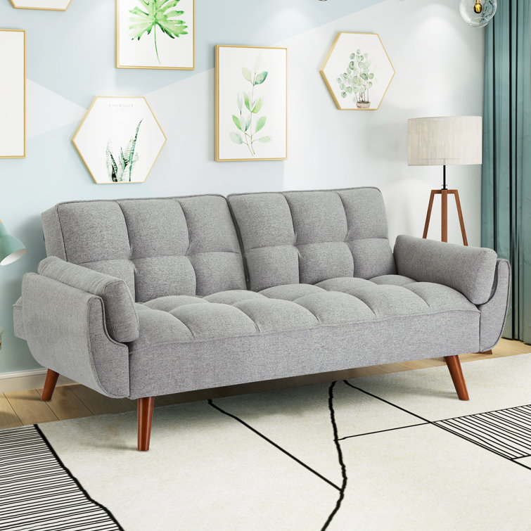 George Oliver Kamaren Full 75.39" Futons Upholstered Convertible Sofa ...