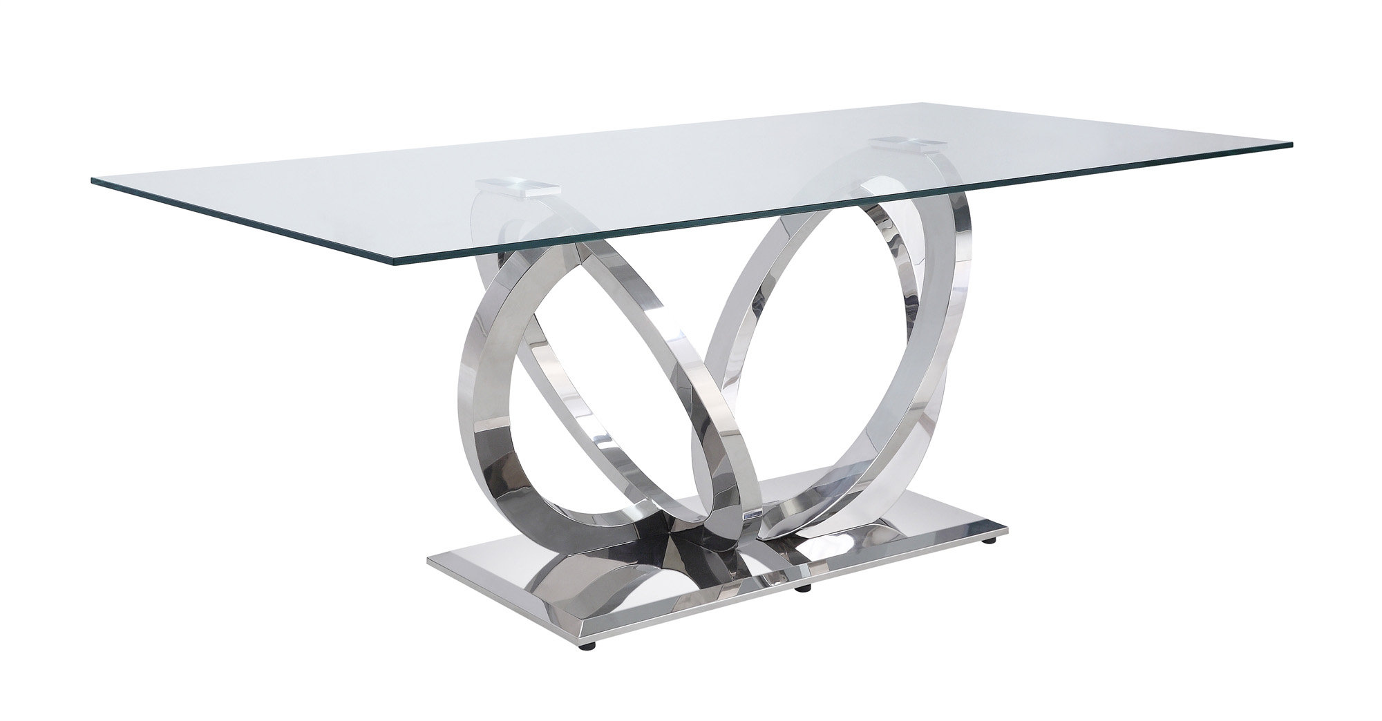 Brayden Studio Finley Clear Glass Top & Mirrored Silver Finish Dining ...