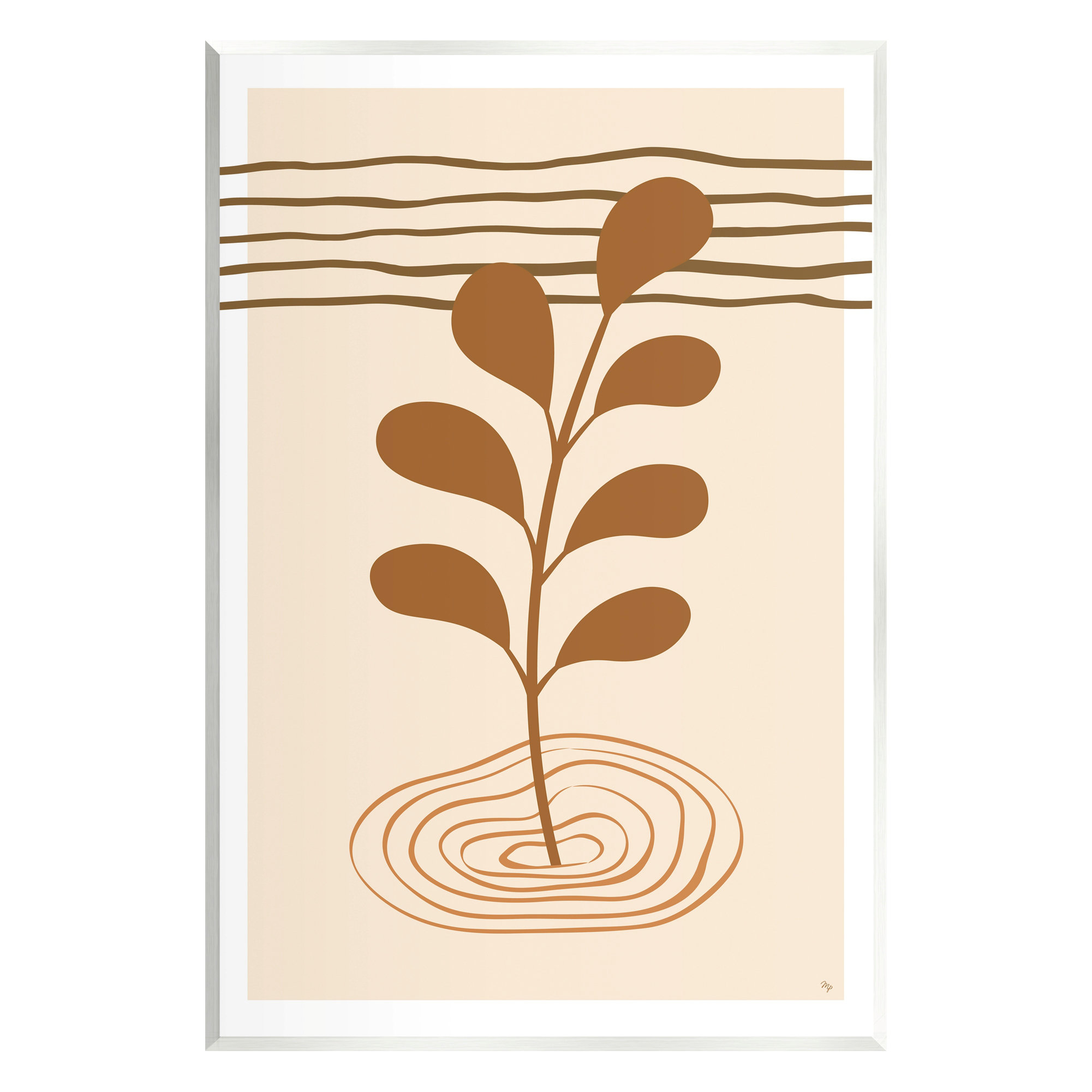 Stupell Industries Contemporary Earthy Leaf On Wood by Martina Pavlova ...