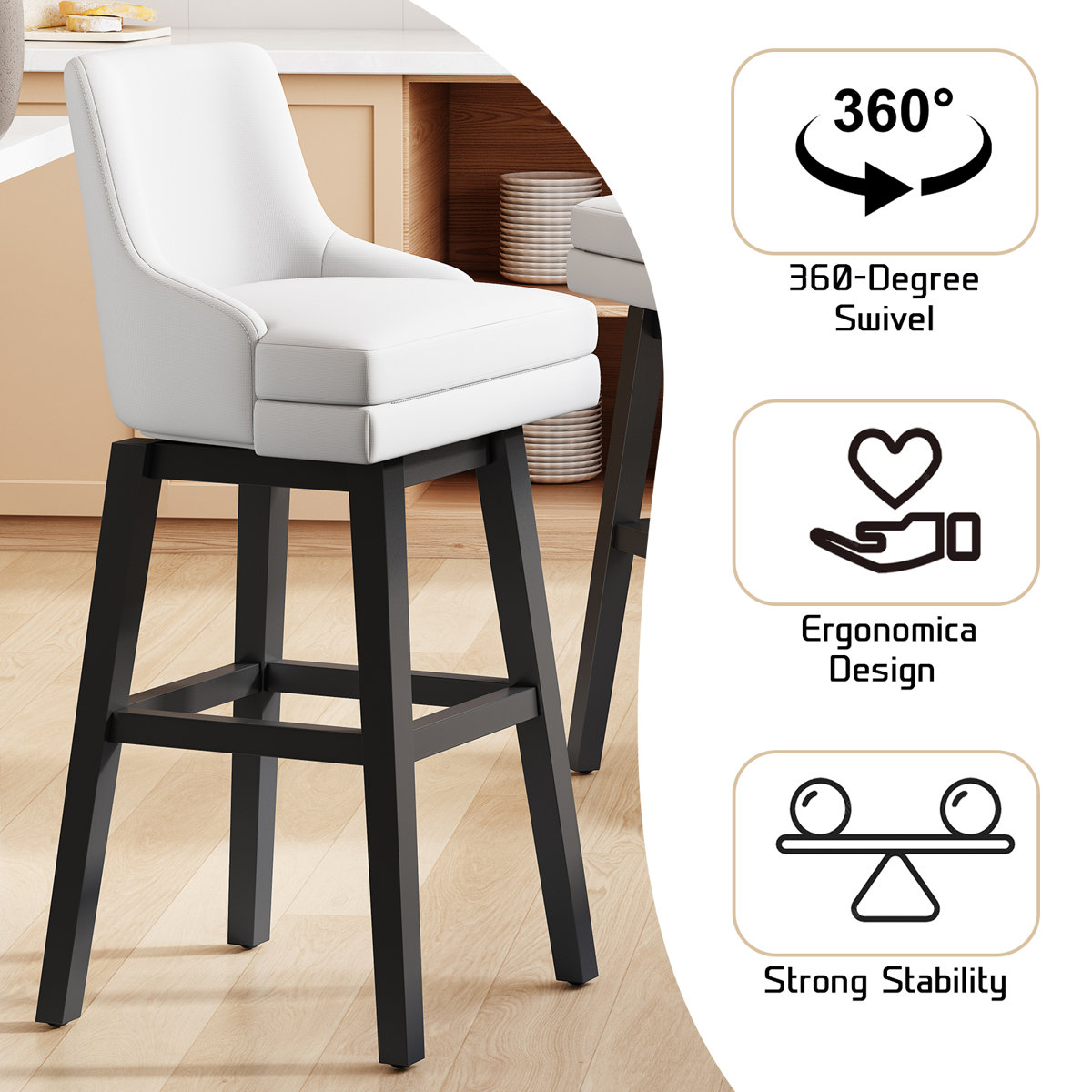 Latitude Run® Cylan Swivel 30'' Bar Stool, Upholstered Swivel Bar ...