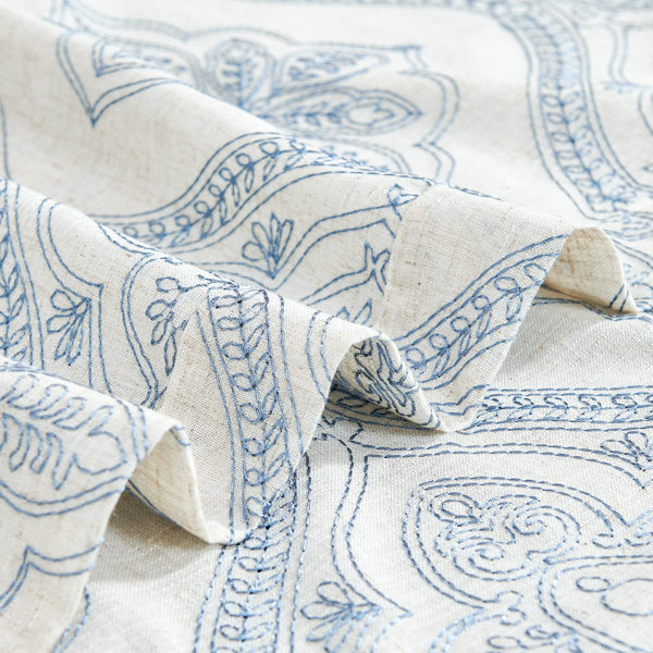 Bungalow Rose Boho Linen Curtains For Living Room Embroidered Design ...