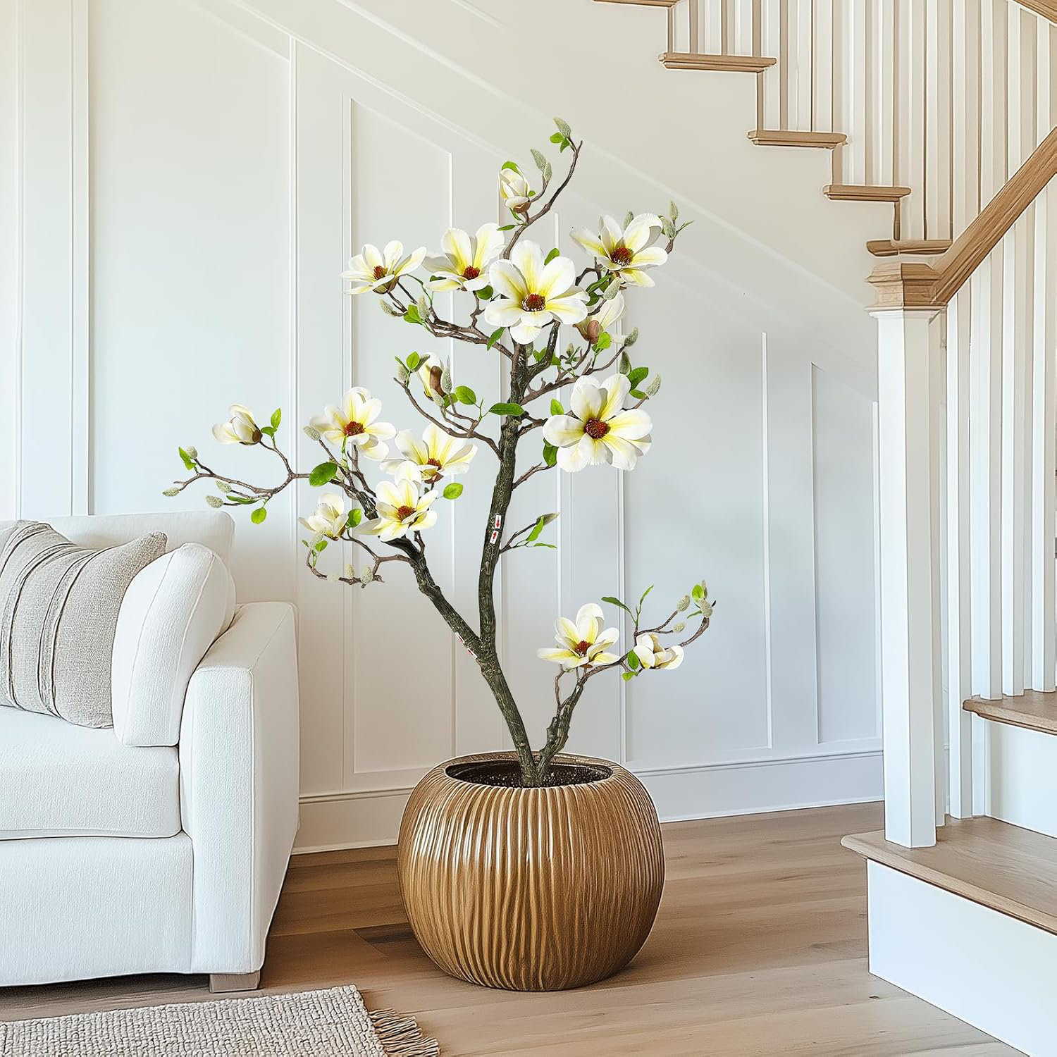 Primrue 4FT/5FT/6FT Artificial Magnolia Tree with Realistic White ...