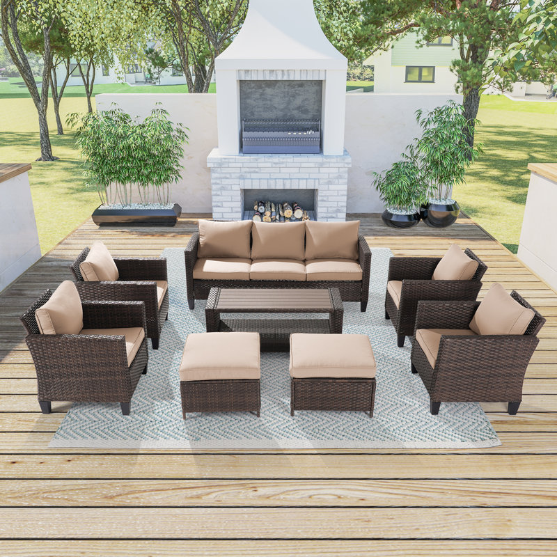 Red Barrel Studio® Pozzo 7 - Person Outdoor Seating Group with Cushions ...