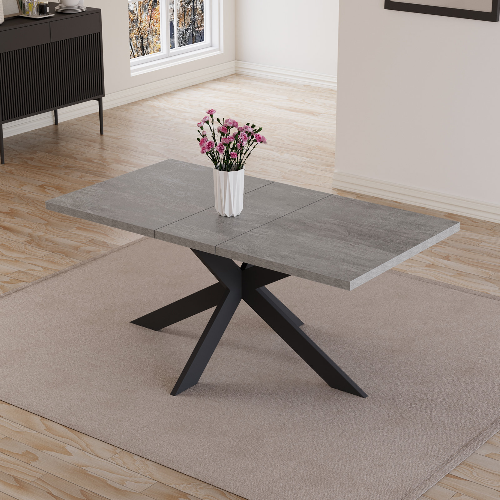 Hokku Designs Triton 51.2" to 66.9"Extendable Pedestal Dining Set ...