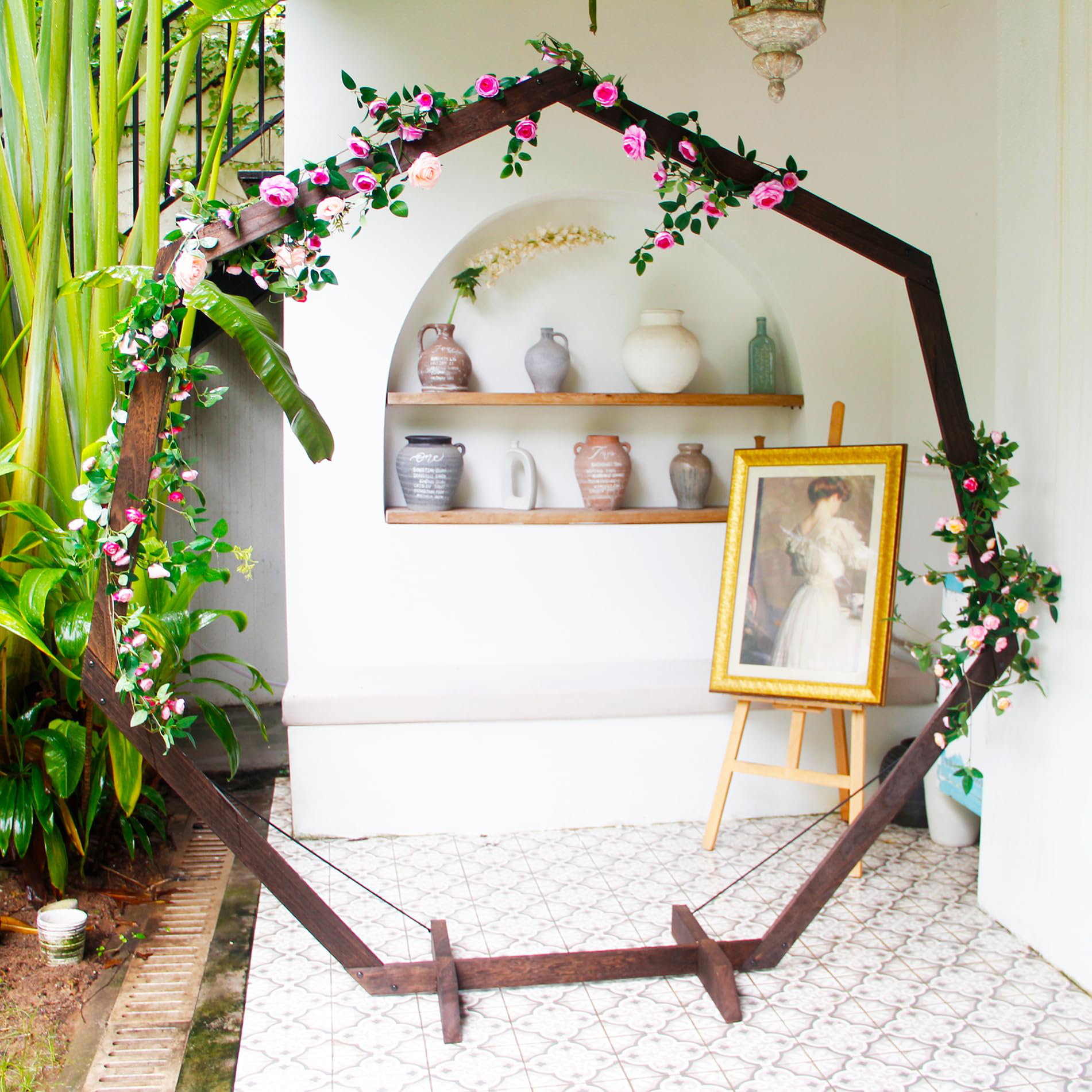 IFBECT 7FT Wedding Arch Heptagonal Wood Arch | Wayfair