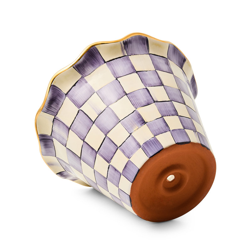 MacKenzie-Childs Plum Check Ceramic Garden Pot | Wayfair