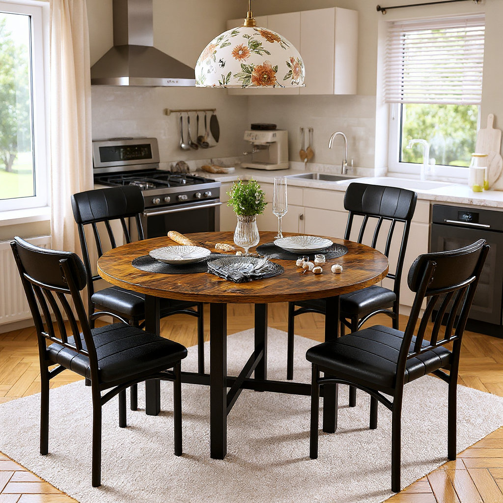 George Oliver 5-Piece Dining Set, Compact Mid-Century Modern Kitchen ...