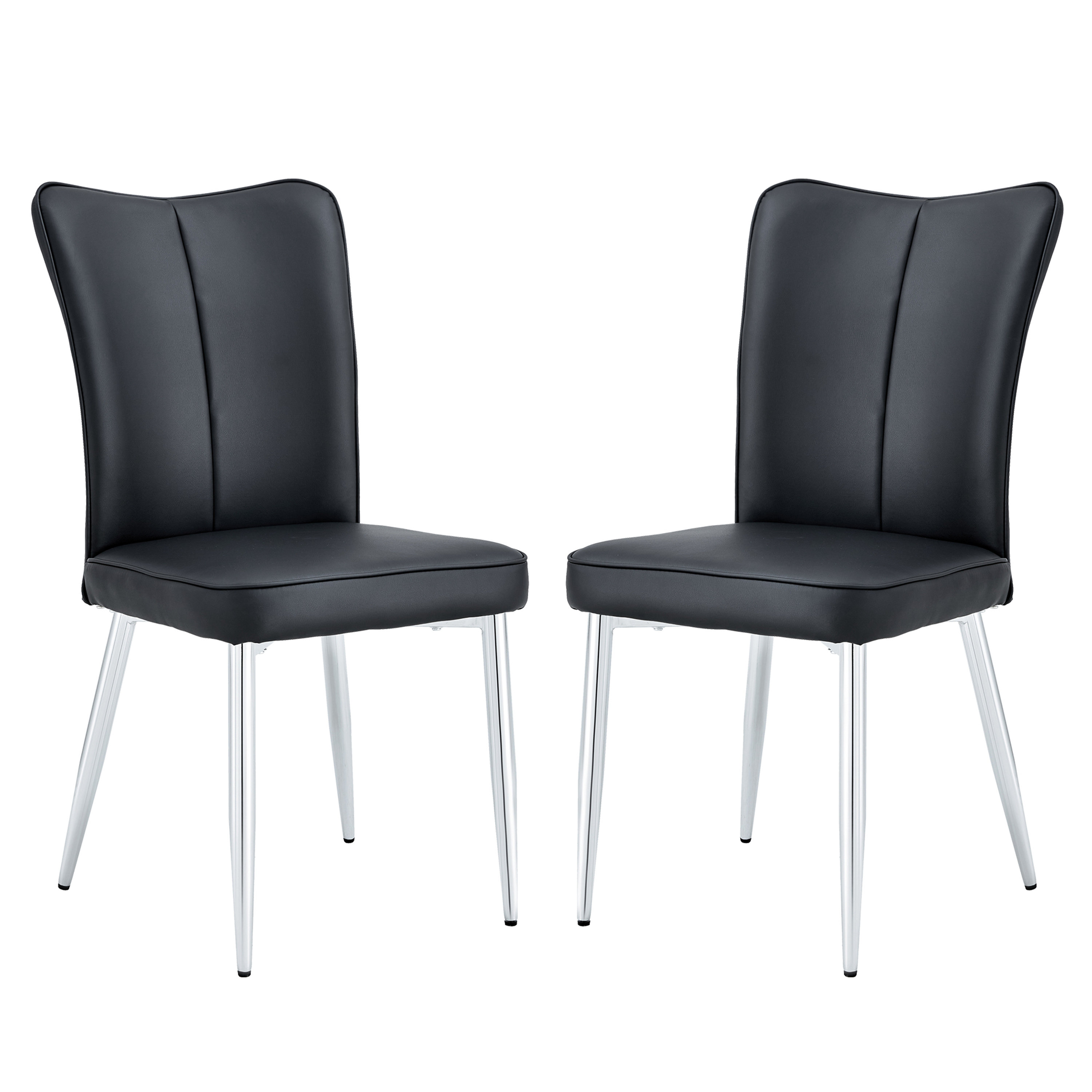 Ivy Bronx Modern Minimalist Dining Chairs, Pu Leather Curved Backrest ...