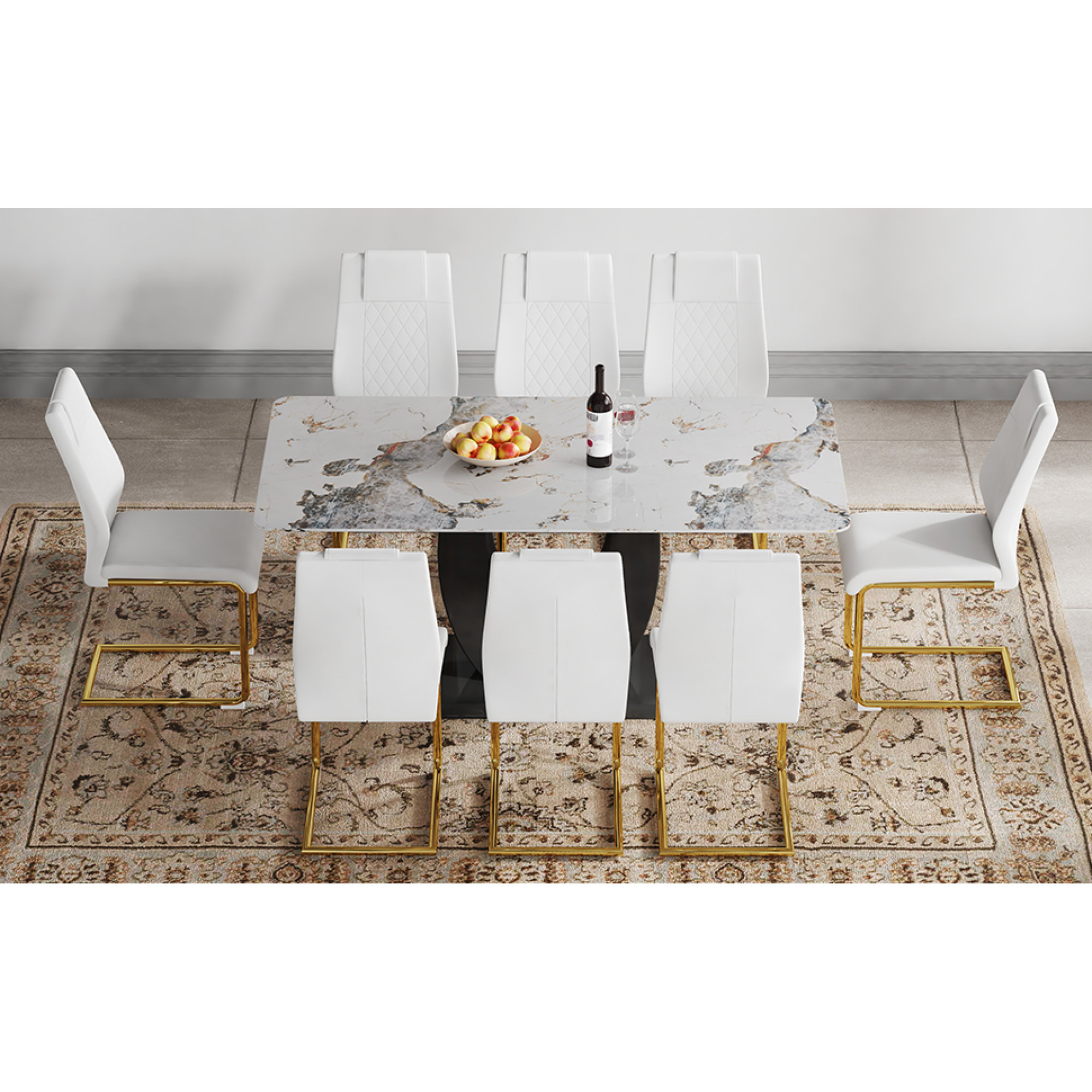 Orren Ellis Patterned dining set: modern table with black mdf legs ...
