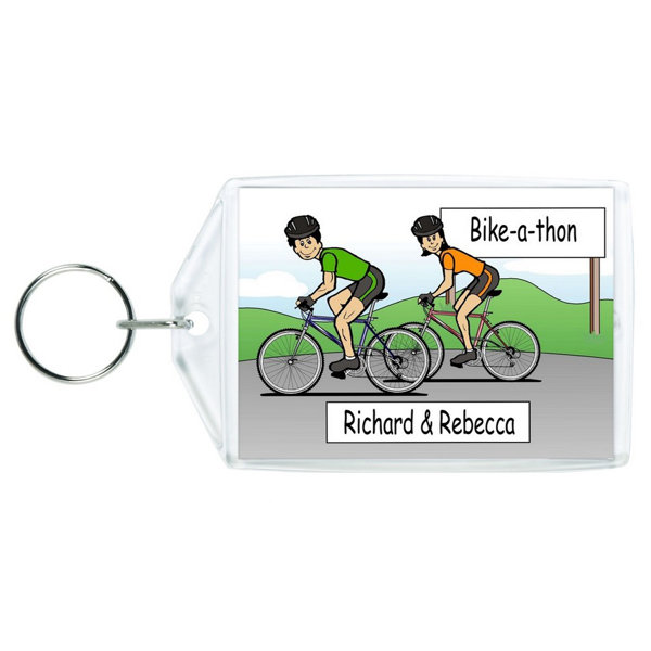 Printed Perfection Personalized Cyclist Couple Acrylic Key Chain | Wayfair