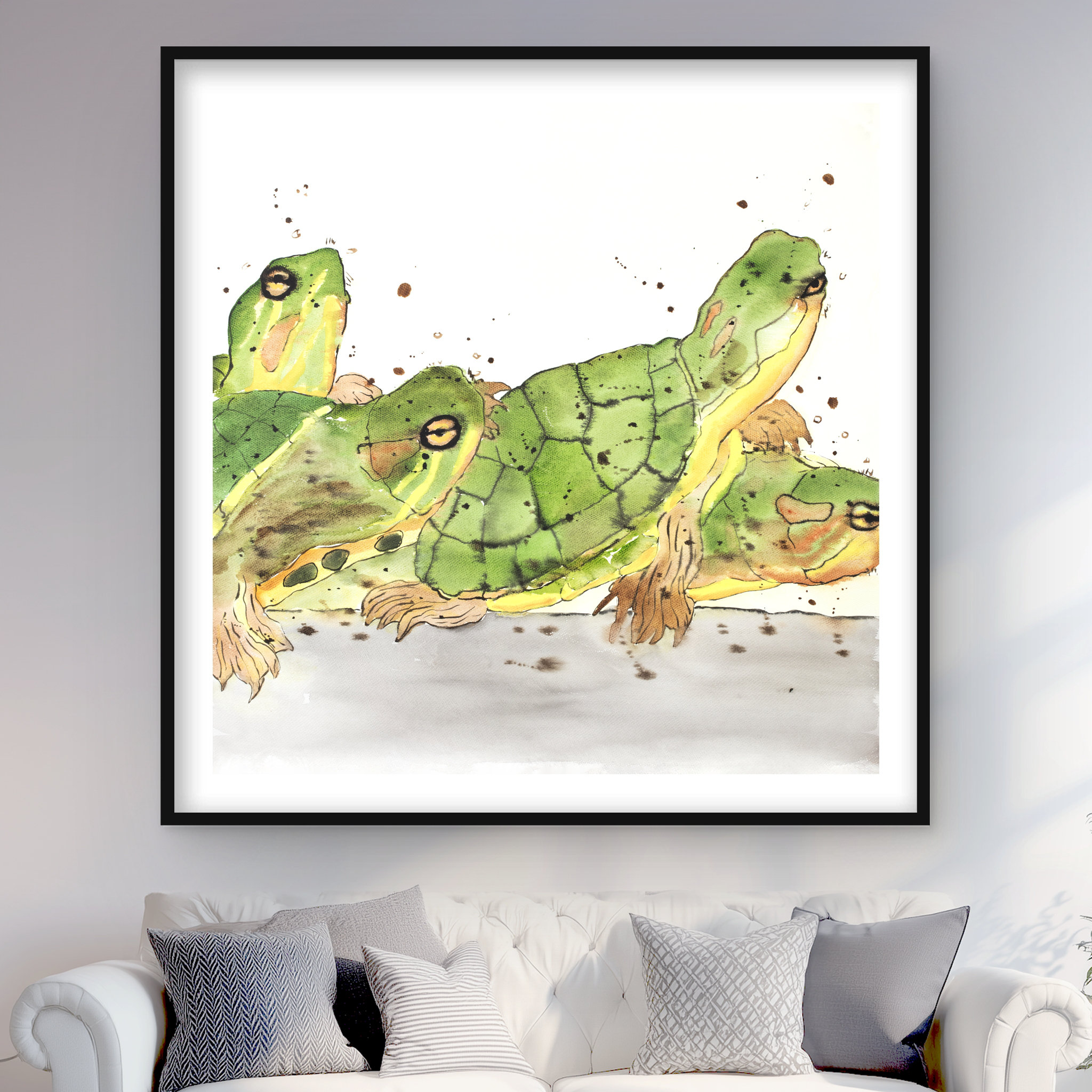 Lark Manor™ Small Aquatic Turtles - Framed Matted Print for Home Decor ...