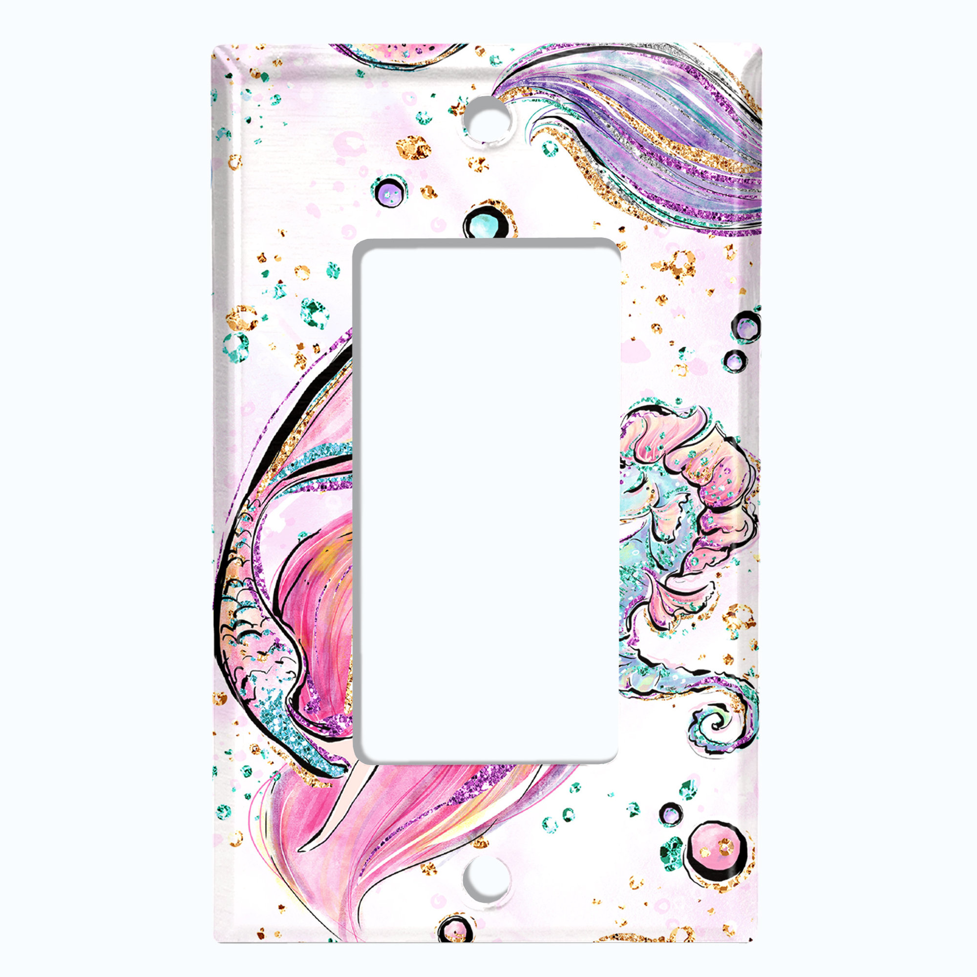 WorldAcc Metal Light Switch Plate Outlet Cover (Mermaid Seahorse ...