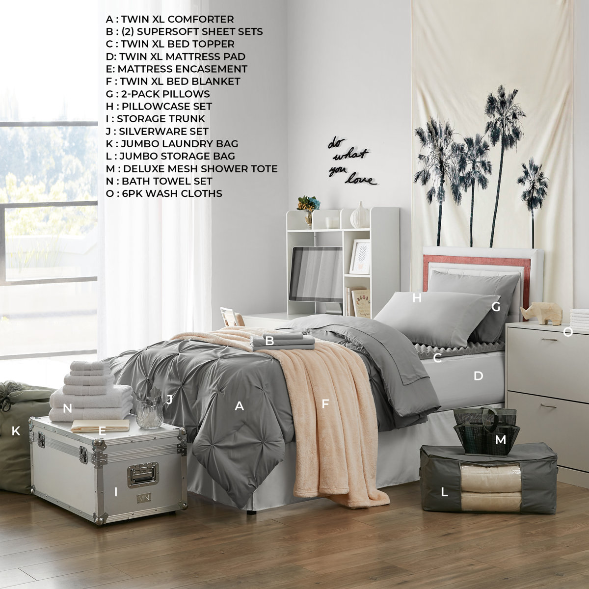 DormCo College Dorm Essentials and Twin XL Bedding Package | Wayfair