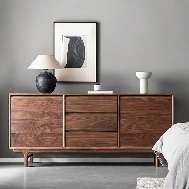 QUACOMFOR Simple Black Walnut Solid Wood Sideboard. | Wayfair