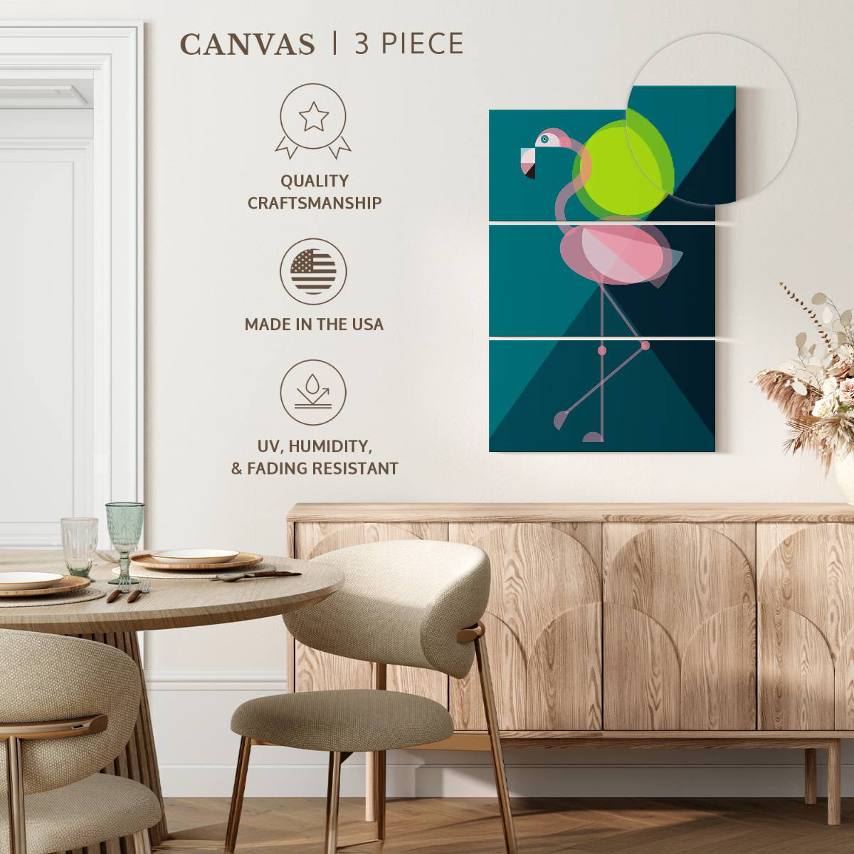 Elephant Stock Mid Century Geometric Flamingo | Wayfair