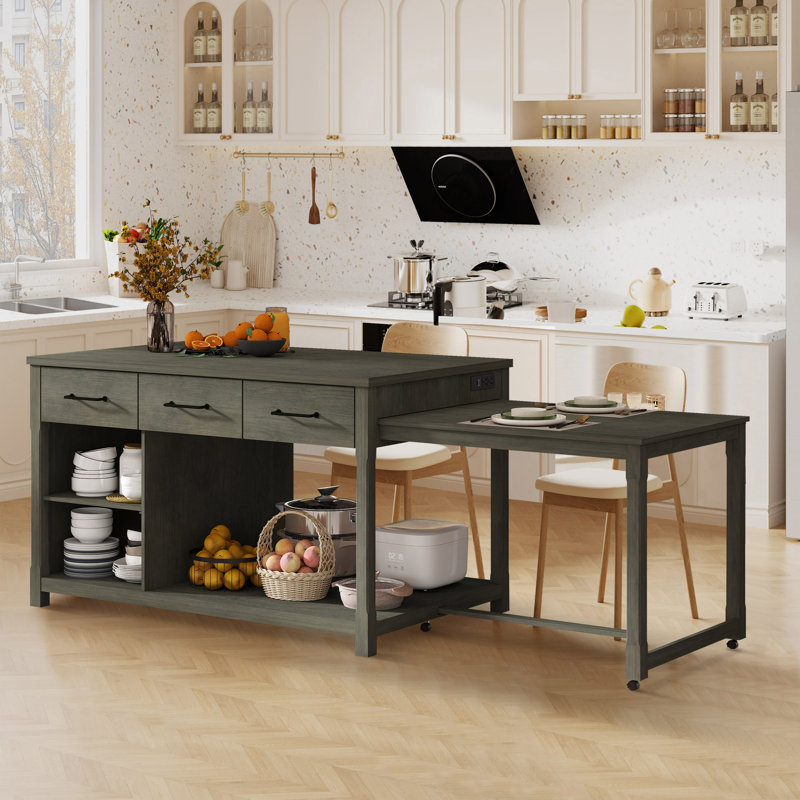 Lark Manor™ Charming Extendable Kitchen Island With Storage, Multi ...