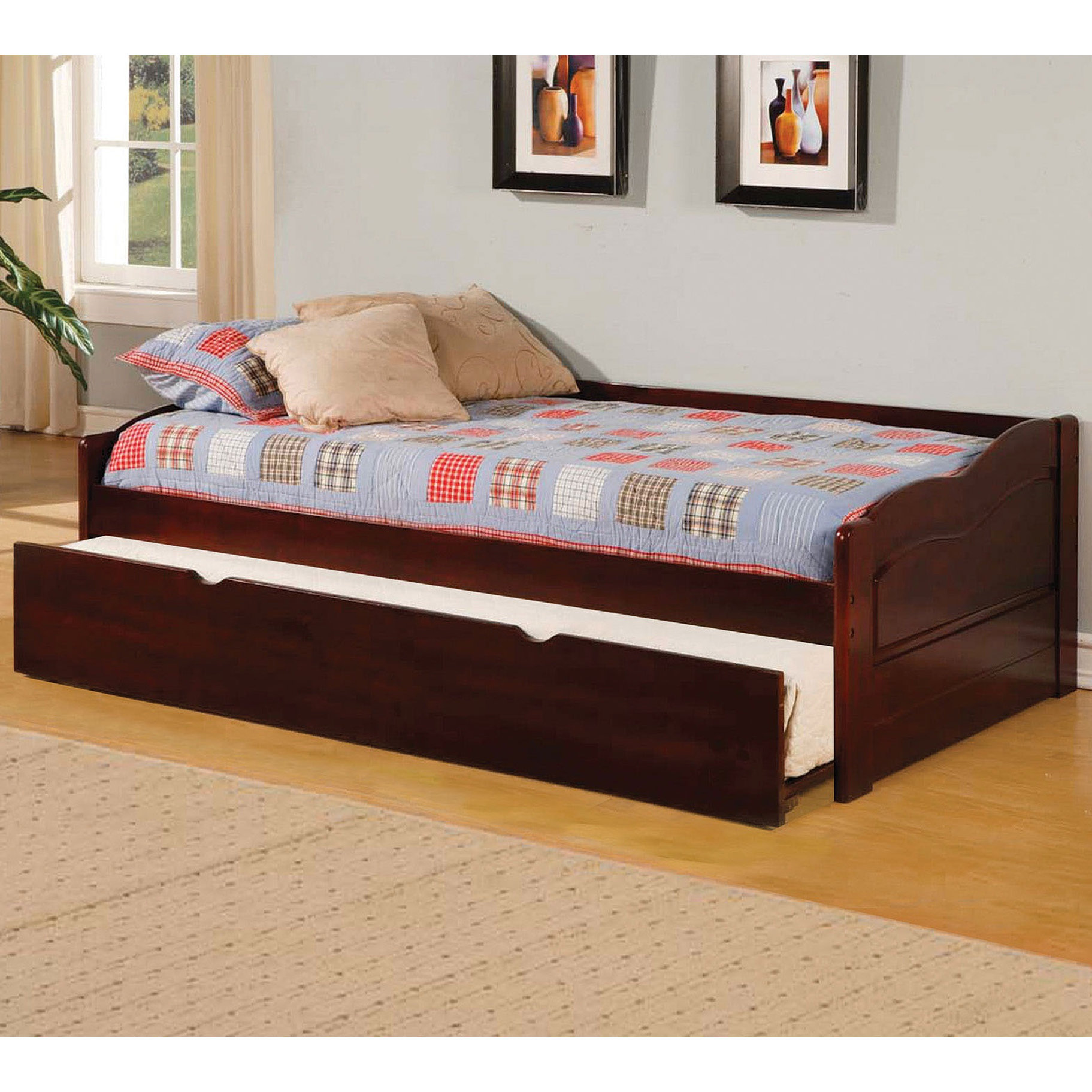 Alcott Hill® Traditional Style Cherry Finish Solid Wood Daybed With ...