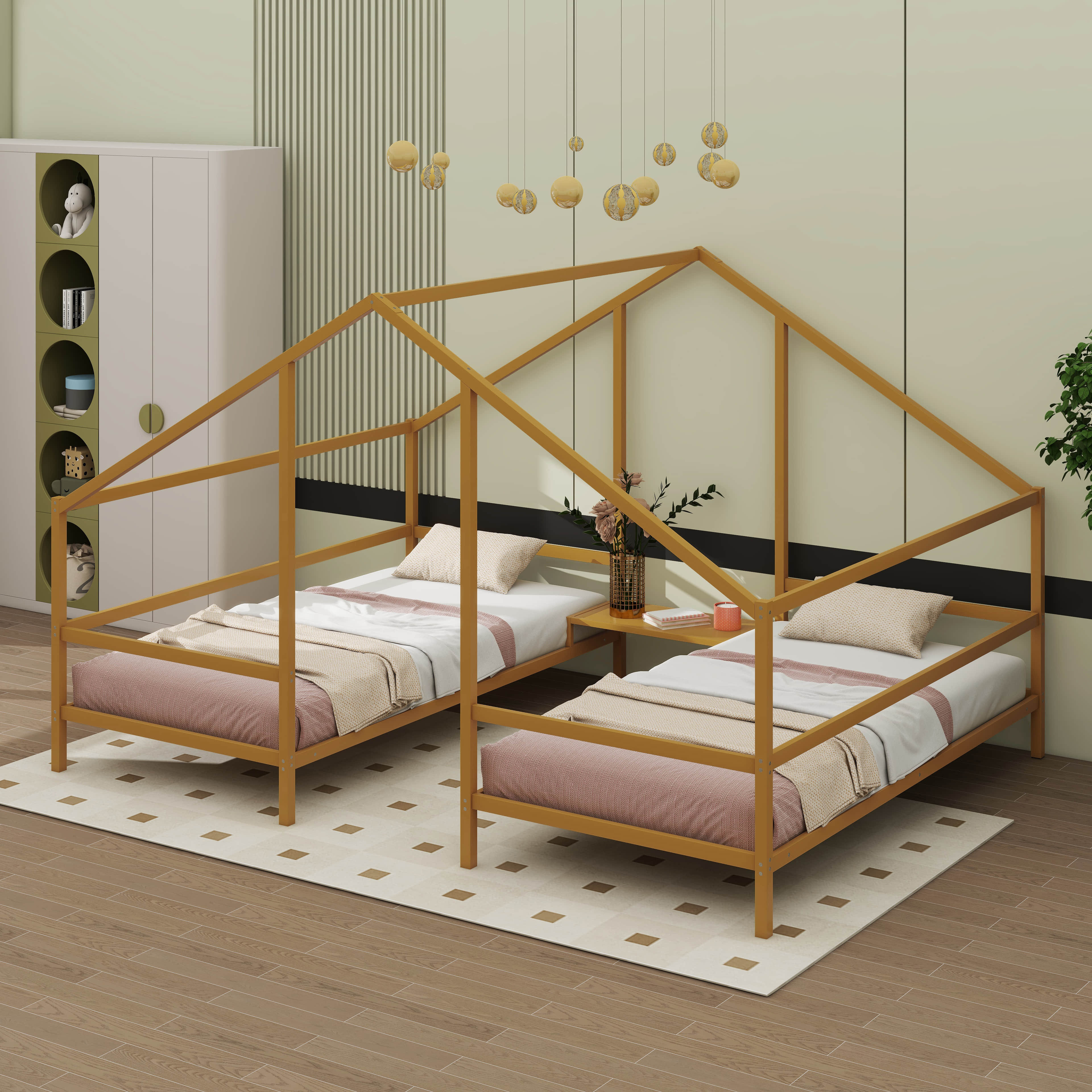 Harper Orchard Metal Twin-Size Triangular House Beds For Doubles | Wayfair