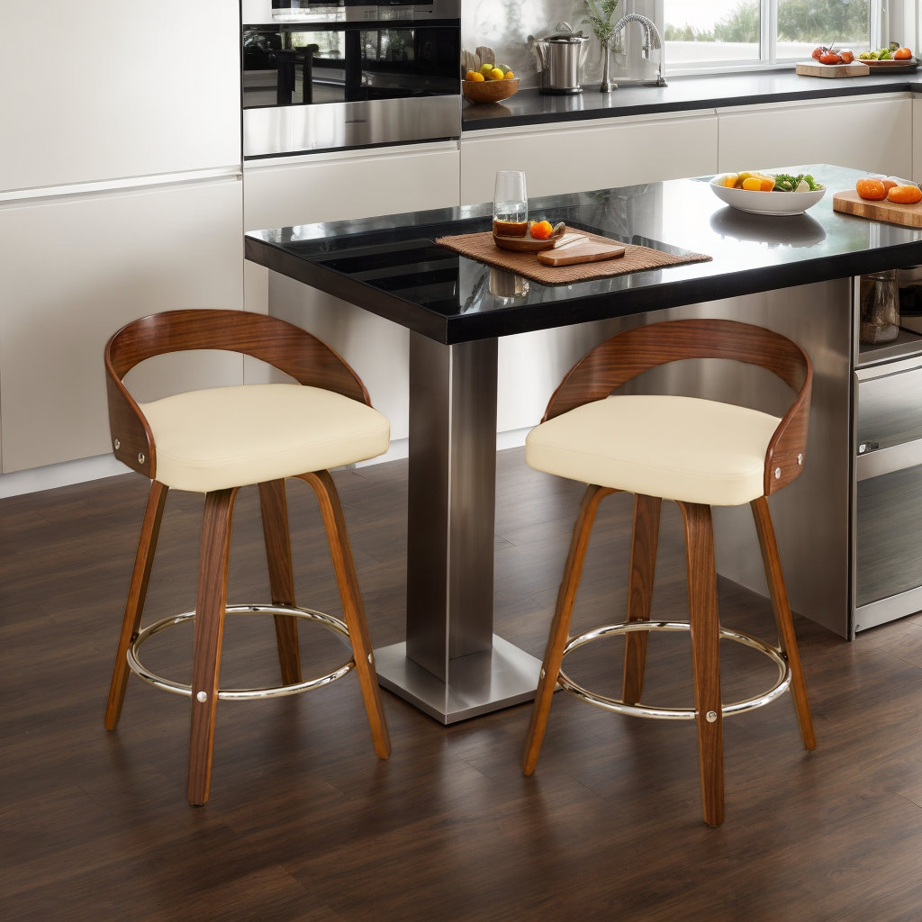 George Oliver Bar Stools Set Of 2, Swivel Bar Height Stools With Low ...