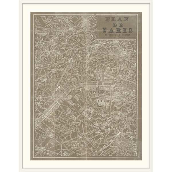 Great Big Canvas " Blueprint Map Paris Taupe " by Sue Schlabach ...