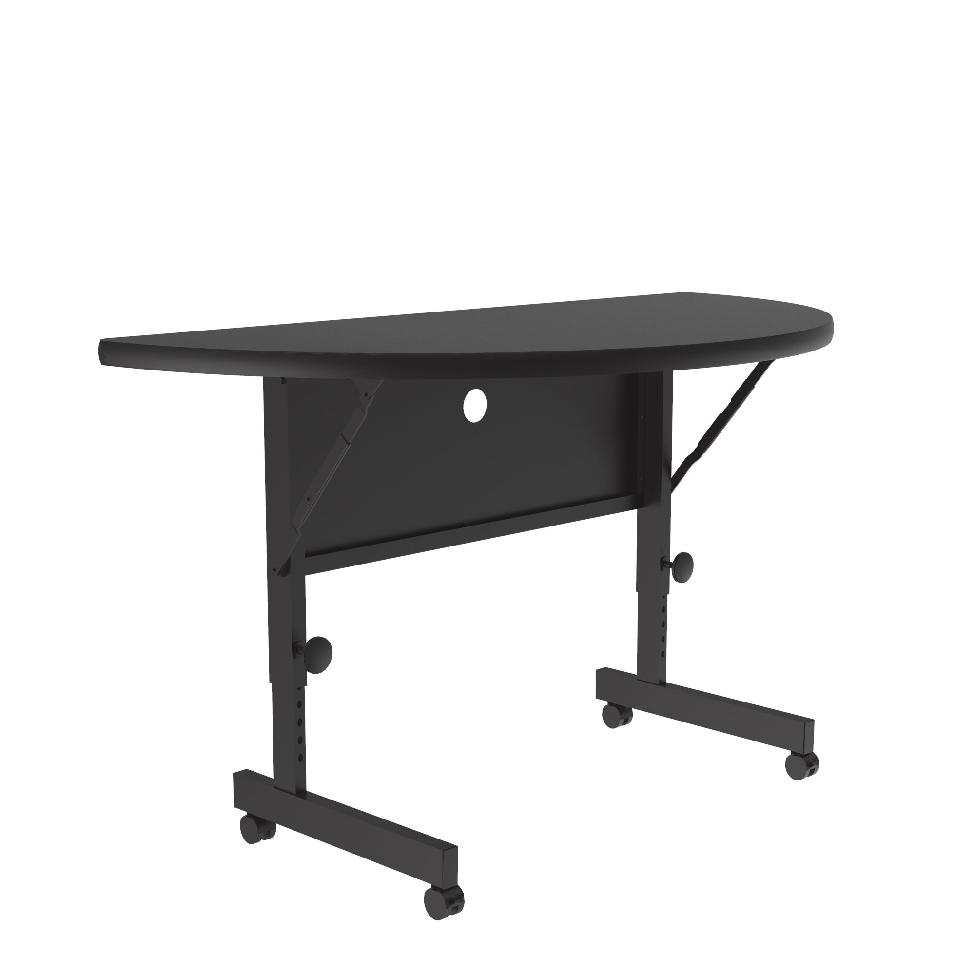 Correll, Inc. Correll 24x48 Half Round Deluxe Flip Top Table, Black ...