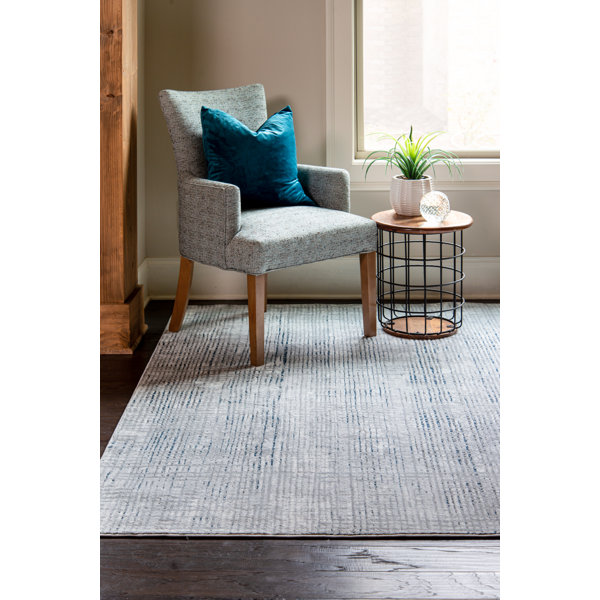 17 Stories Performance Denim Blue Rug | Wayfair
