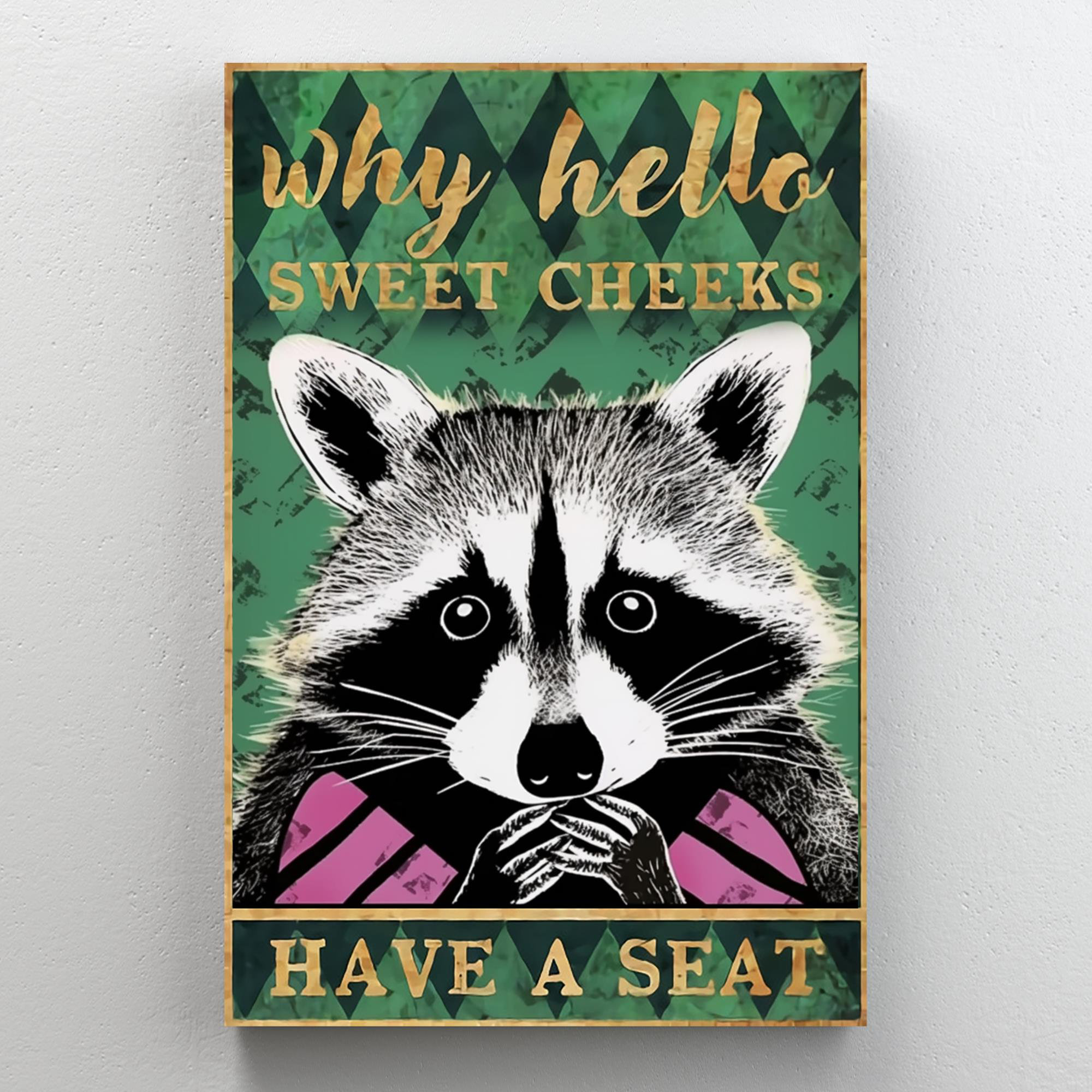Trinx Raccoon Why Hello Sweet Cheeks - 1 Piece Rectangle Graphic Art ...