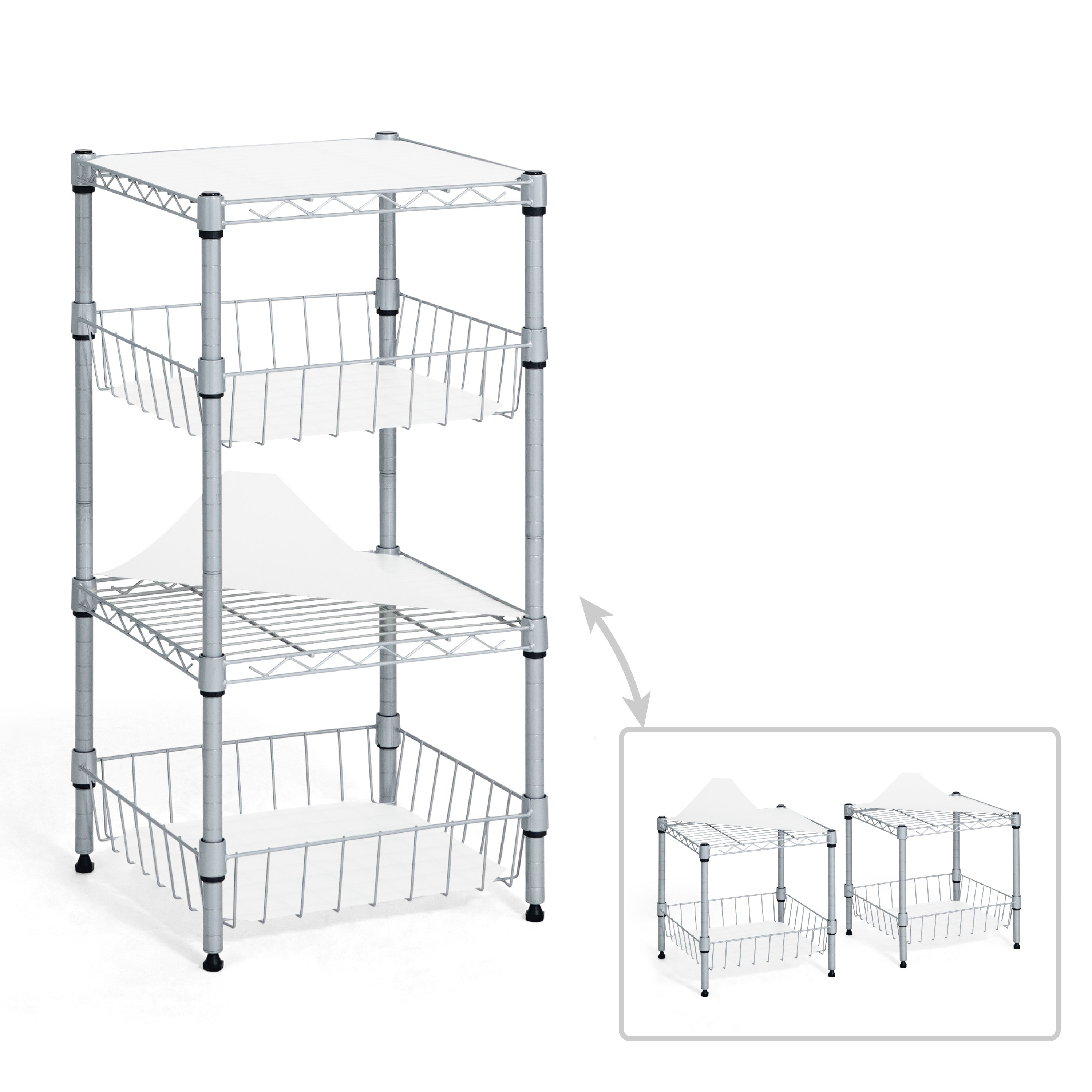 CAPHAUS NSF Adjustable 2 to 4 Tier Stackable Wire Shelving Unit w ...
