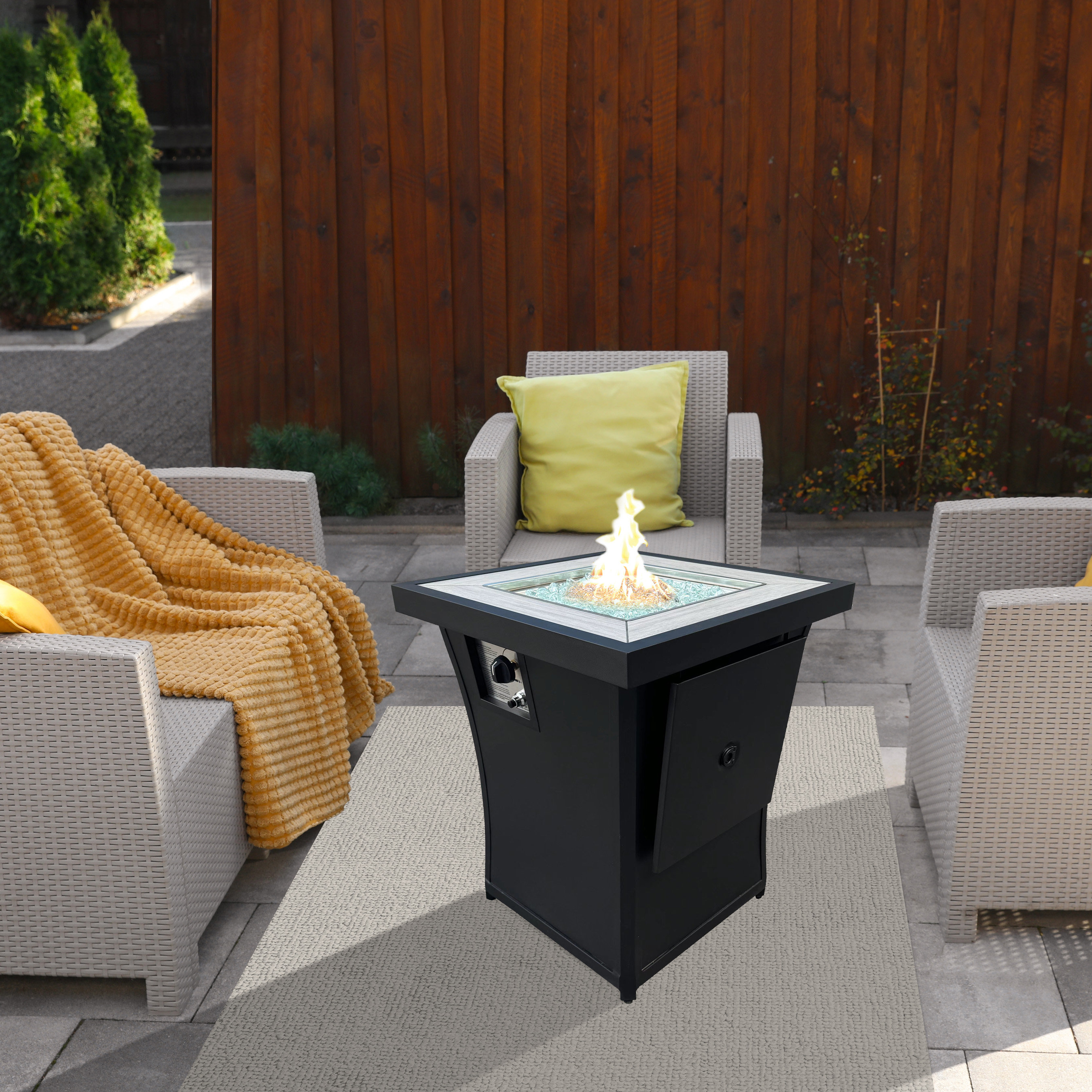 Sunbeam Urban Aluminum Ceramic Top Propane/Natural Gas Column Fire Pit ...