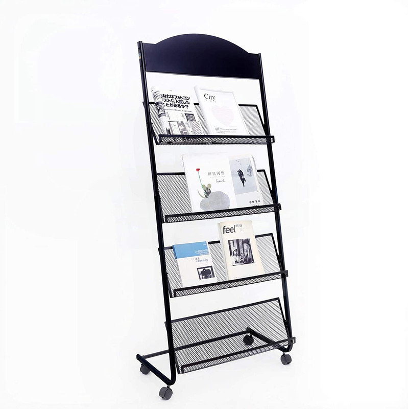 Red Barrel Studio Floor-Standing Magazine Rack, 4-Layer Iron Wheeled ...