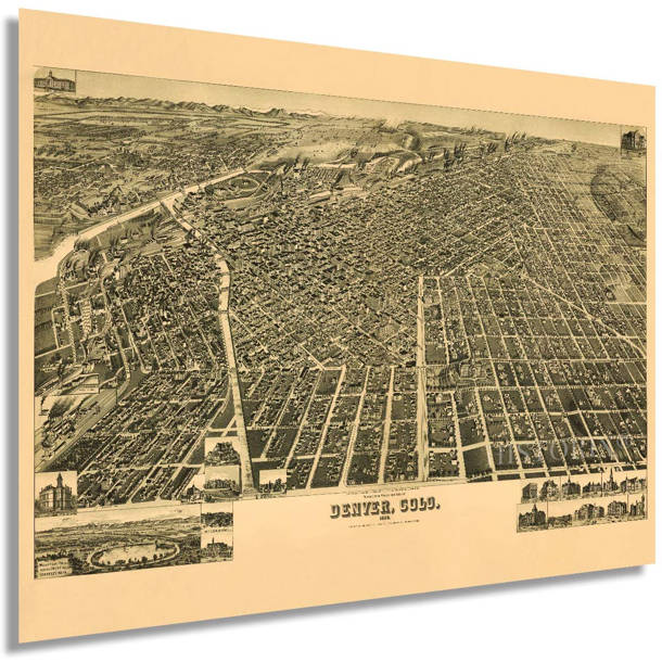 HISTORIC PRINTS HISTORIX Vintage 1889 Denver Colorado Map Poster ...
