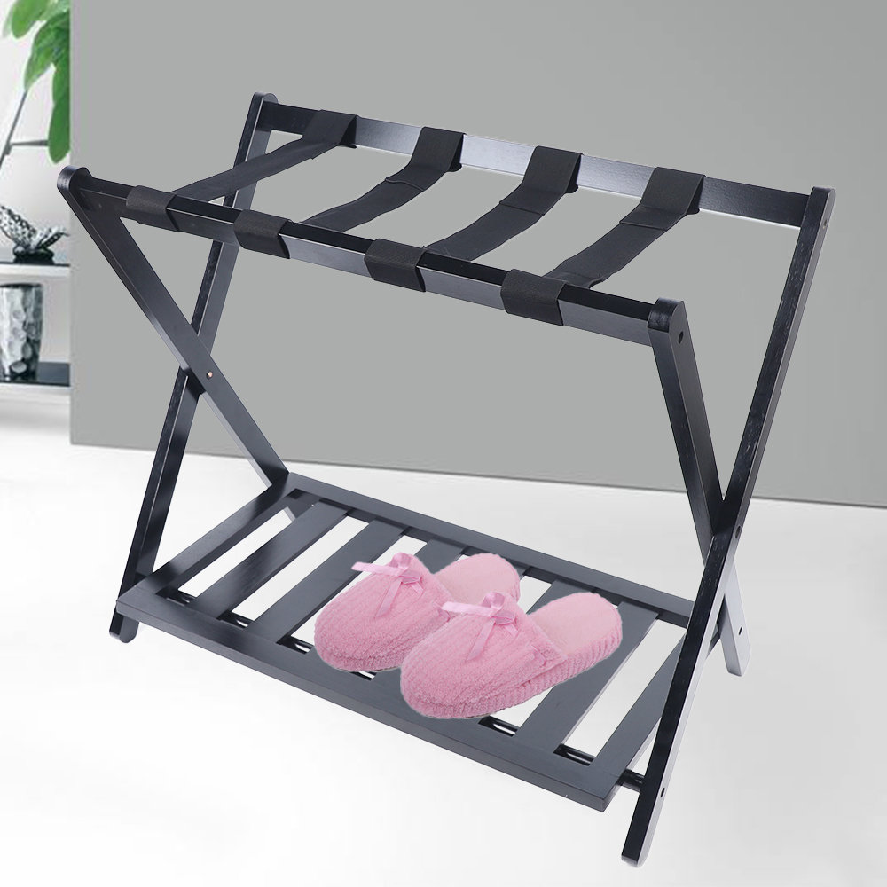 JOYDING Foldable Bamboo Luggage Rack with Shelf & Reviews | Wayfair